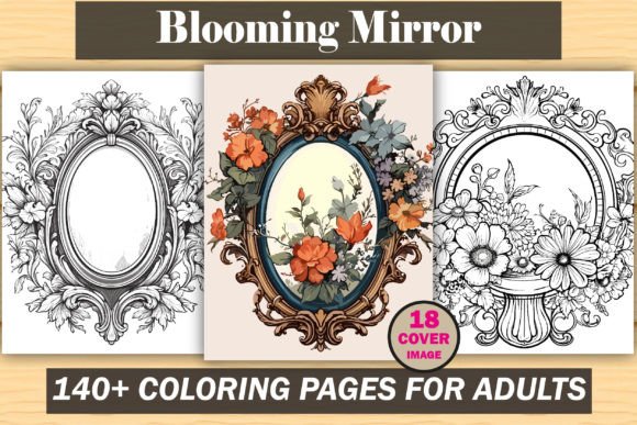 Blooming Mirror Coloring Pages Book Graphic by C - F - D · Creative Fabrica