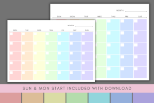 Pastel Rainbow Blank Calendar Printable Graphic by digitaldoodles64 ...