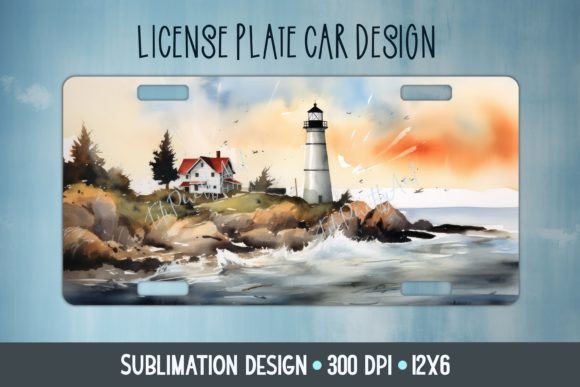 Lighthouse Car Plate Sublimation Design Graphic by Titi Pretty Art ...