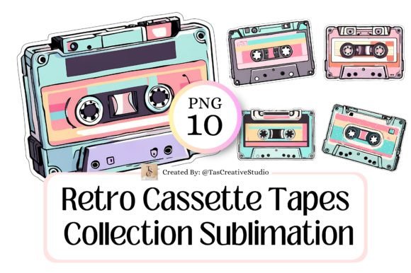 Retro Cassette Tapes Digital Stickers Graphic by Tas Creative Studio ...