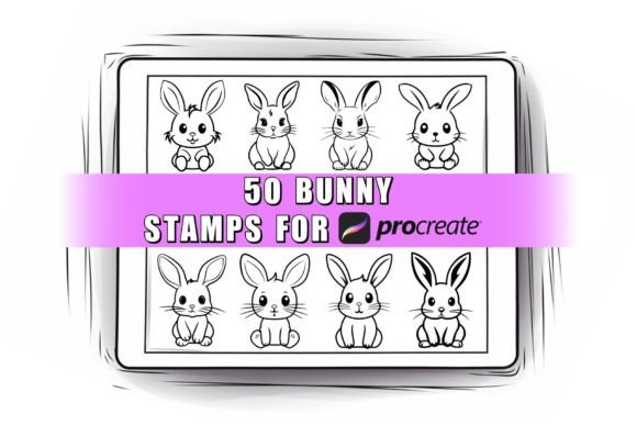 50 Bunny Procreate Stamps Brushes Graphic by ProcreateSale · Creative ...