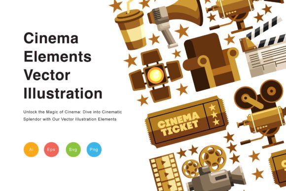 Cinema Elements Vector Illustration Graphic by Ian Mikraz · Creative ...