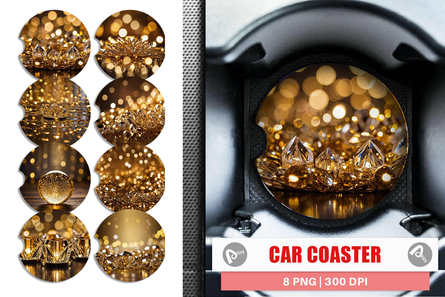 Car Coaster Crystal Gold Graphic by Artnoy · Creative Fabrica