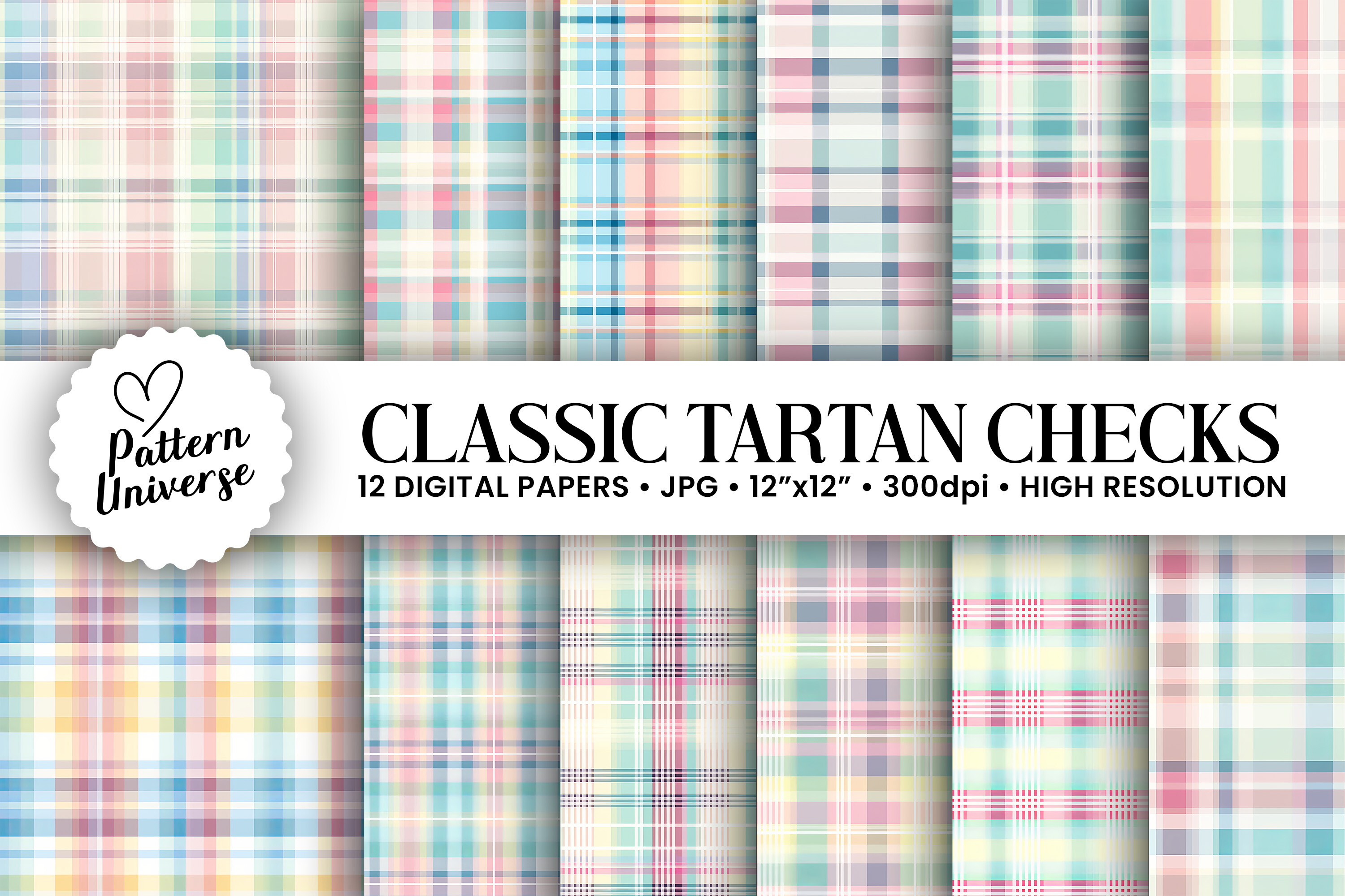 Pastel Tartan Check Seamless Patterns Graphic by Pattern Universe ...
