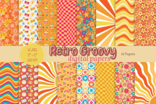 Retro Groovy Digital Paper Pack Graphic by Sweet Creativities ...