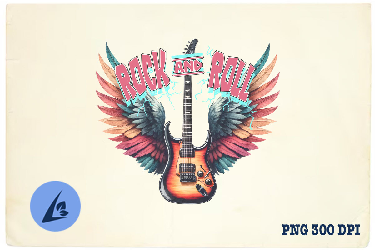 Rock and Roll Guitar with Wings PNG Graphic by Liltwas · Creative Fabrica