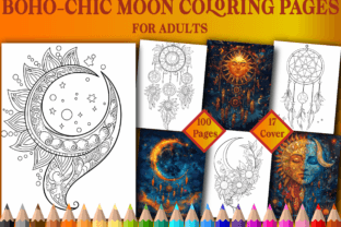 100 Boho-Chic Moon Coloring Book Pages Graphic by PIXEL CRAFT STUDIO ...