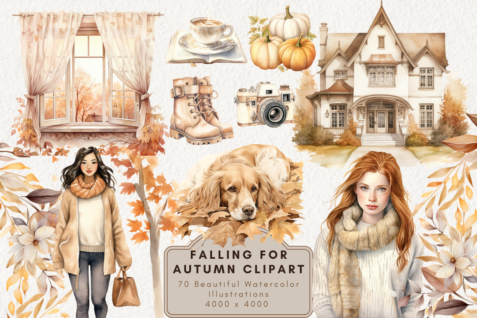 Watercolor Neutral Autumn Clipart Graphic by Enchanted Marketing ...