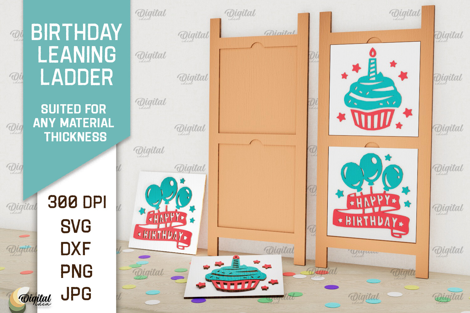 Birthday Leaning Ladder Laser Cut Design · Creative Fabrica