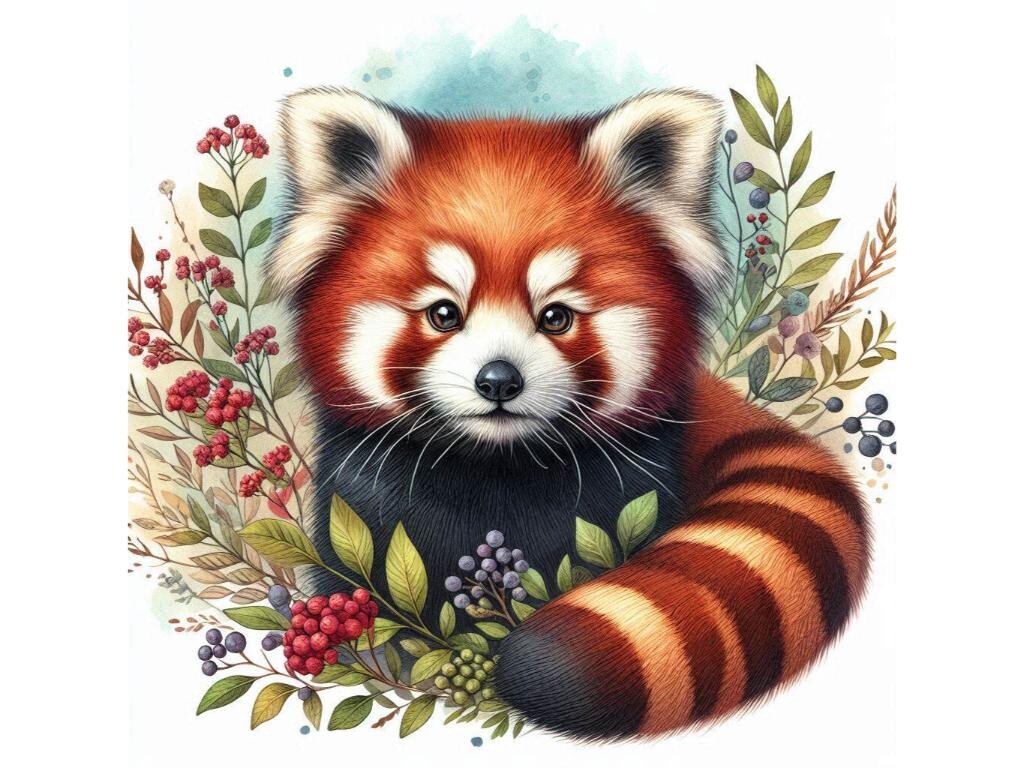Red Panda Hand Drawn Watercolor Illustra Graphic by LINEART3 · Creative ...