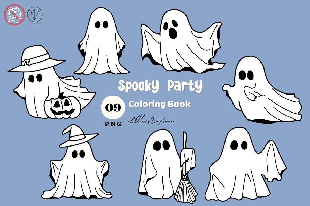 09PNG Cape Ghost Coloring Fun 👻🎨 Gráfico por Momixzaa · Creative Fabrica