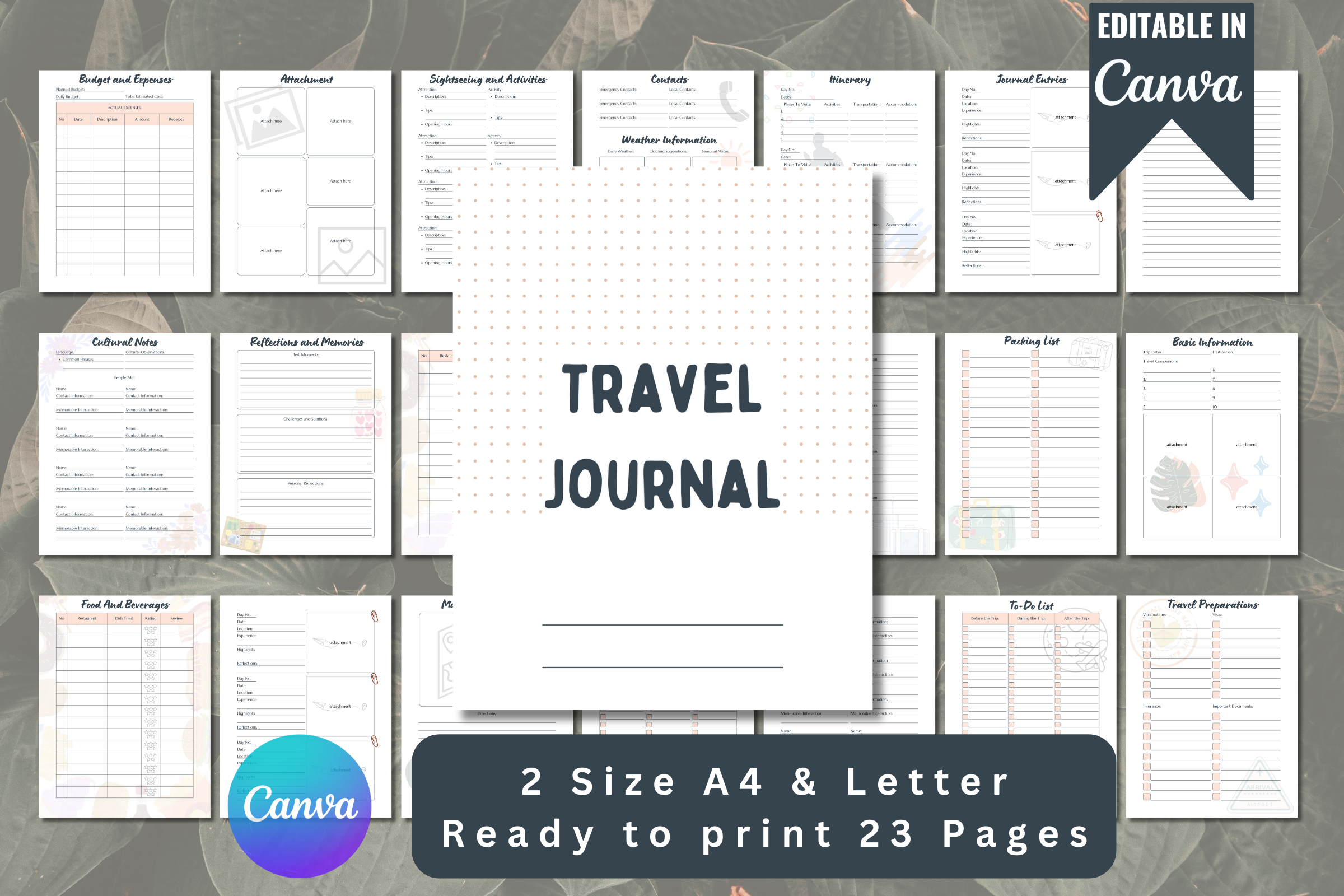 Printable Travel Journal Template Graphic by The Grateful Studio ...