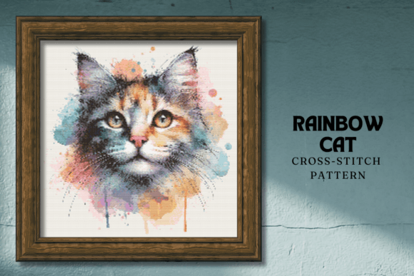 Rainbow Cat Counted Cross Stitch Pattern Graphic by hira.ammad ...
