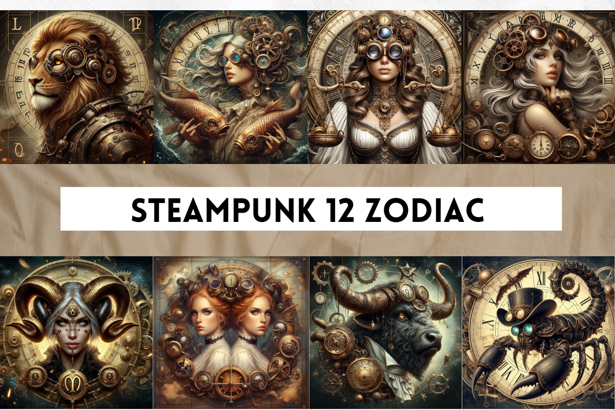 Steampunk Zodiac Bundle Zodiac Clipart Graphic by SmyrnaCo · Creative ...