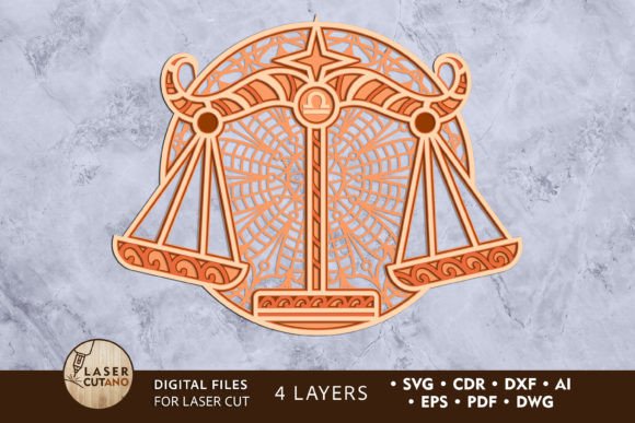 Libra Zodiac Decorative Cut Template · Creative Fabrica