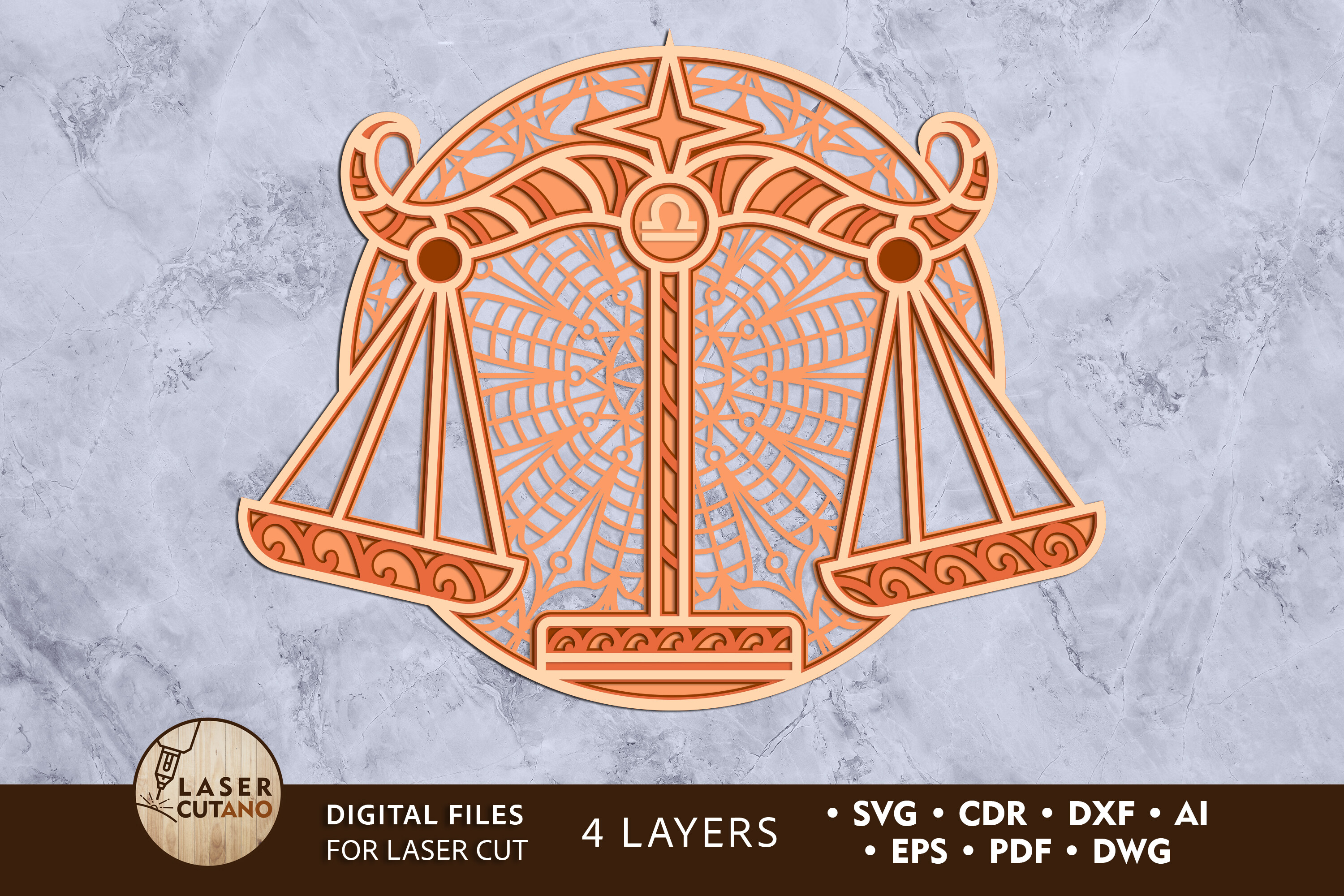 Libra Zodiac Decorative Cut Template · Creative Fabrica