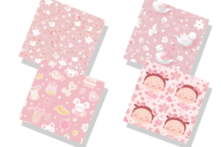 Baby Girl Digital Pattern Paper Bundle Graphic by Regulrcrative ...