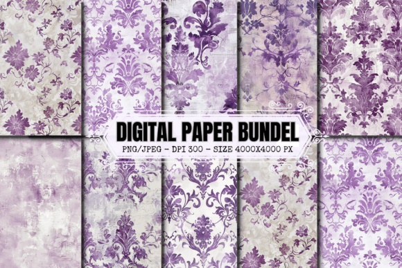 Grunge Damask Digital Paper Graphic by craftsmaker · Creative Fabrica