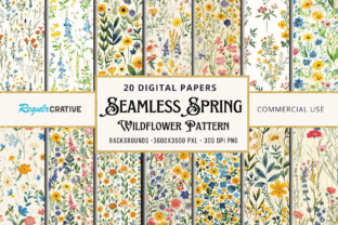 Seamless Spring Wildflower Papers Bundle Graphic by Regulrcrative ...
