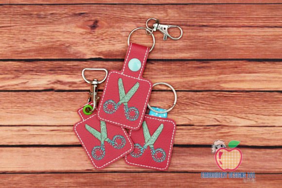 Hairstylist Shears ITH Snaptab Keyfob · Creative Fabrica