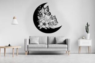 Moon Butterfly Wall Art Decor Laser Cut · Creative Fabrica