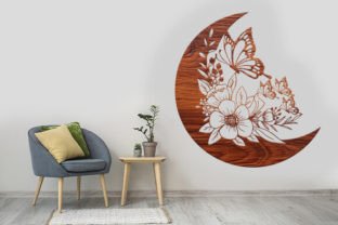 Moon Butterfly Wall Art Decor Laser Cut · Creative Fabrica