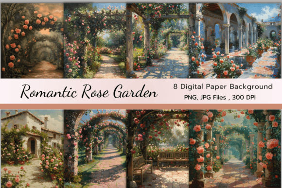 Romantic Rose Garden Digital Paper Pack Graphic by Dream Floral Studio ...