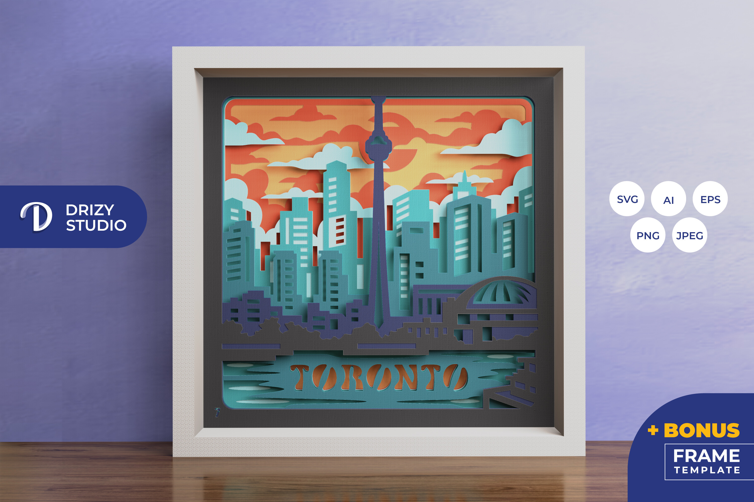Toronto Canada 3D Shadow Box Graphic by Drizy Studio · Creative Fabrica
