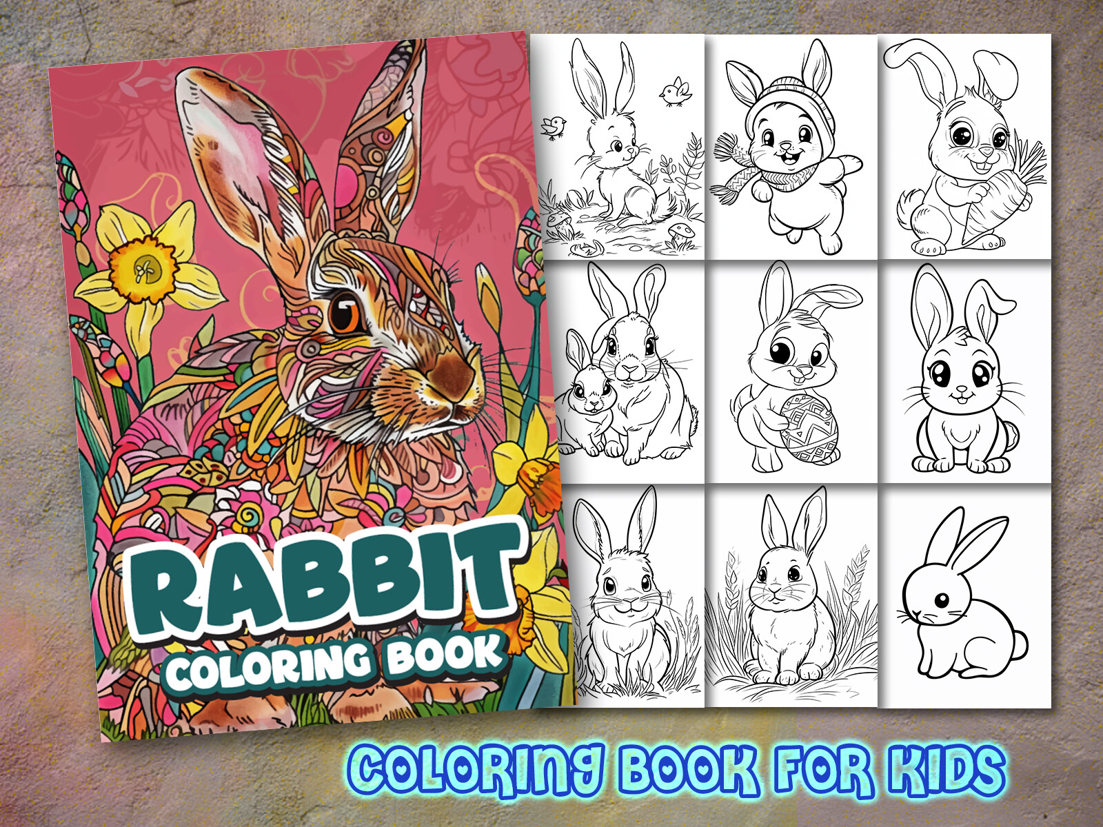 Bunny Coloring Page and Coloring Book Graphic by KDP GURU · Creative ...