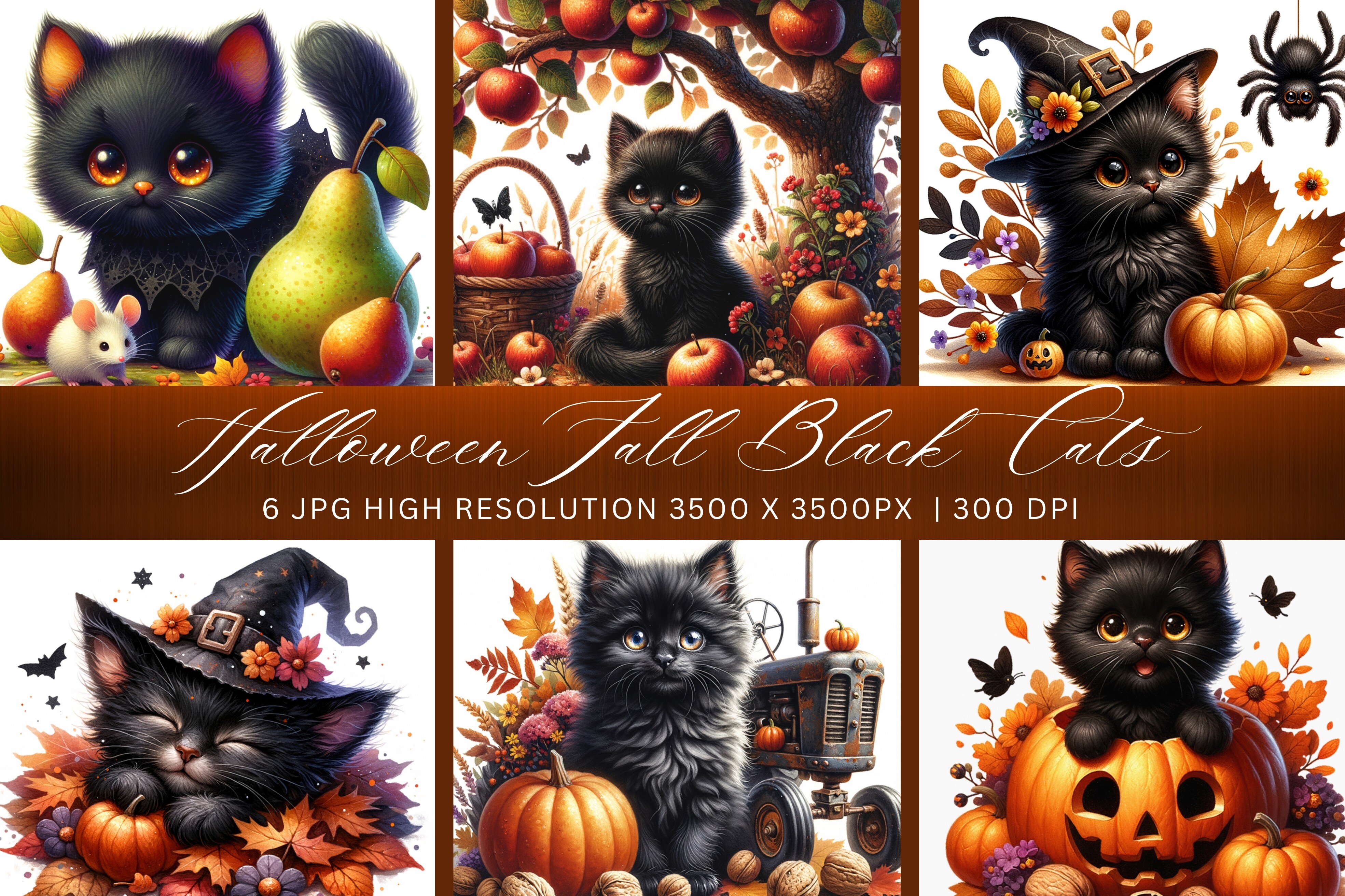 Halloween Fall Black Cat Digital Paper Graphic by Lux Dream Designs ...