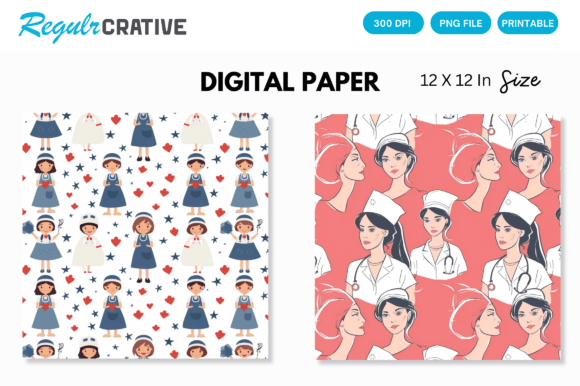 Nurse Seamless Pattern Digital Paper Graphic by Regulrcrative ...