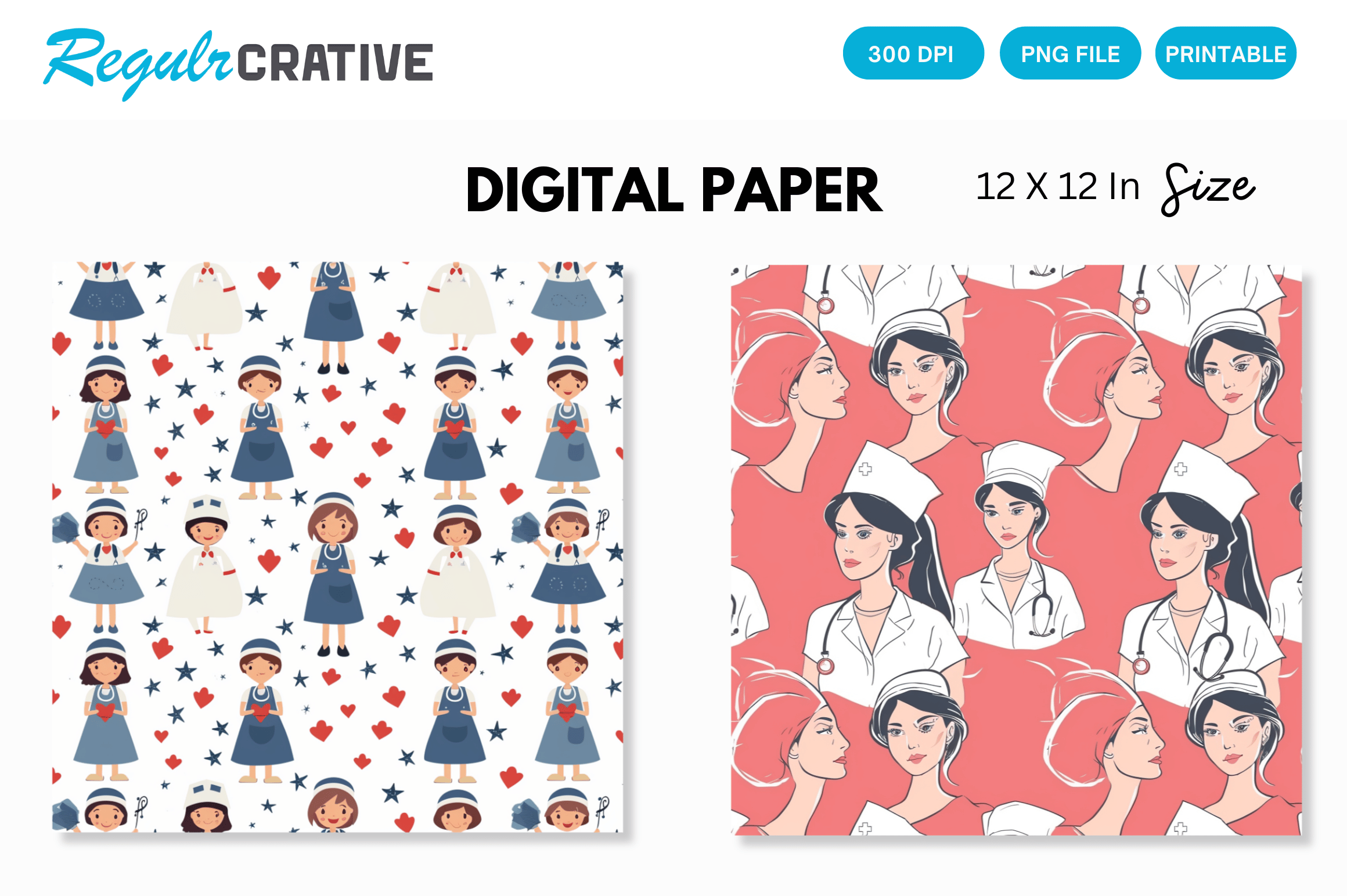 Nurse Seamless Pattern Digital Paper Graphic by Regulrcrative ...