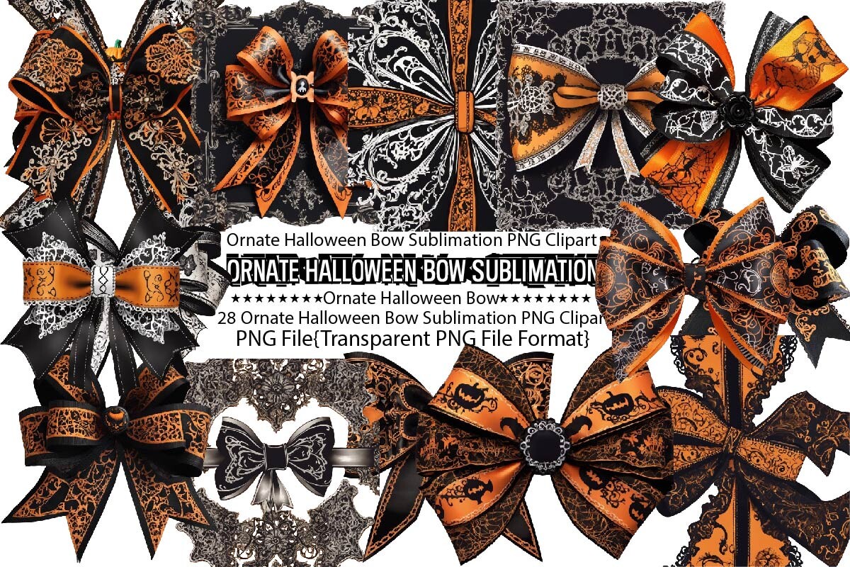 Ornate Halloween Bow Sublimation Bundle Graphic by PrintExpert ...