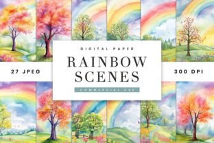 Spring Rainbow Scenes Digital Paper Graphic by busydaydesign · Creative ...