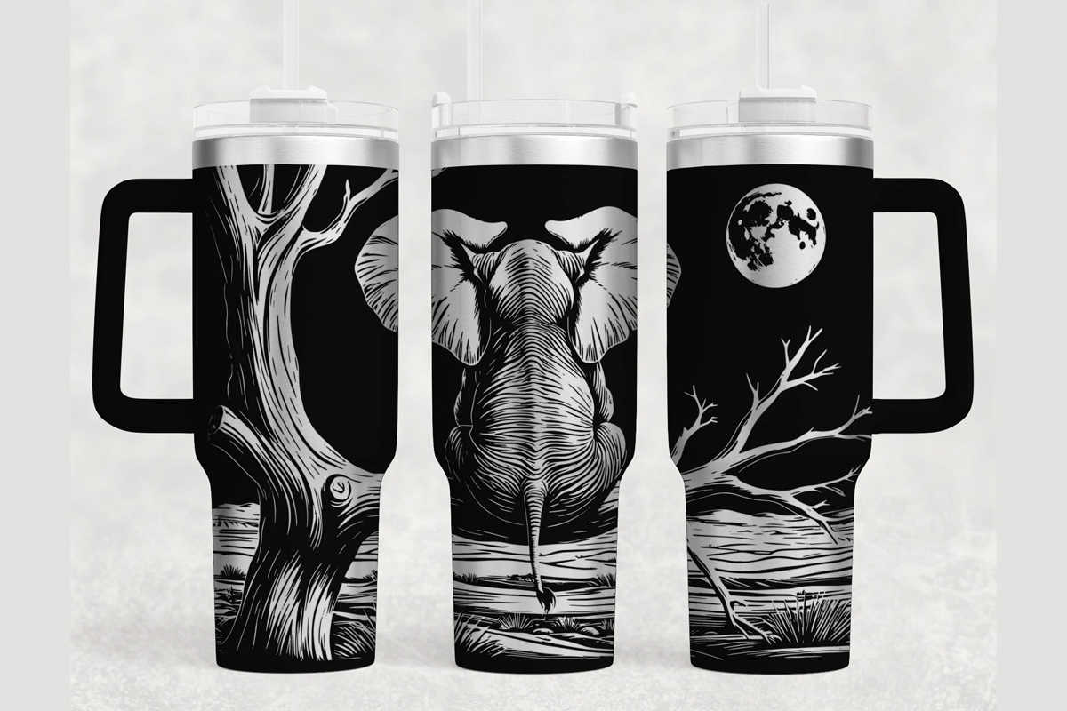Elephant 40oz Laser Tumbler Wrap SVG Graphic by Think Plus Tumbler ...