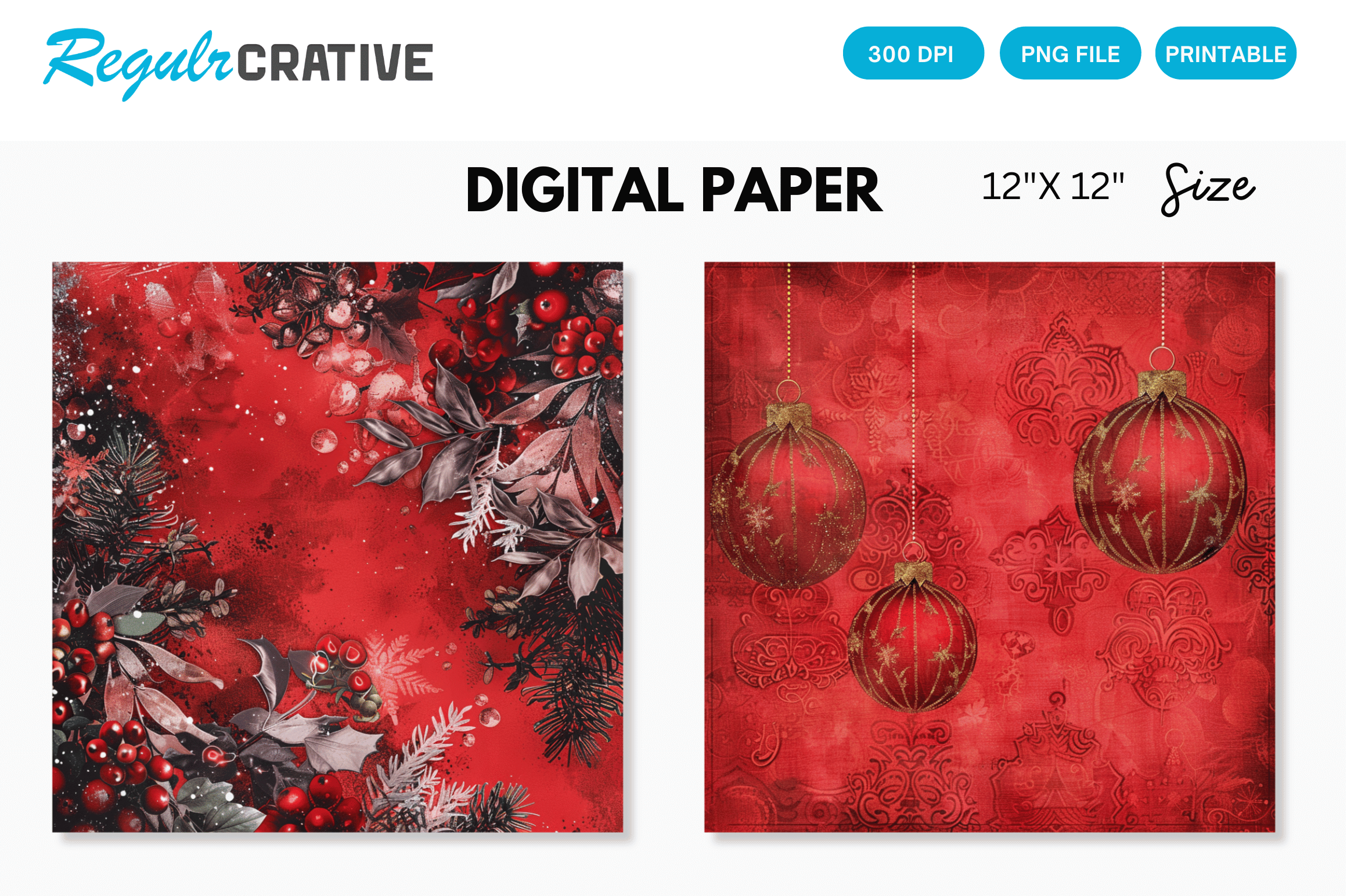 Red Christmas Digital Paper,Background Graphic by Regulrcrative ...