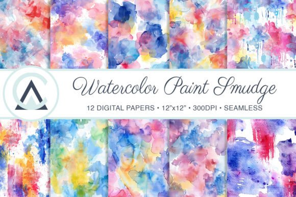 Seamless Watercolor Paint Smear Splatter Graphic by ArtCursor ...