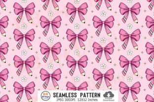 Coquette Pencil Bow Seamless Pattern Graphic by BB Art Designs ...