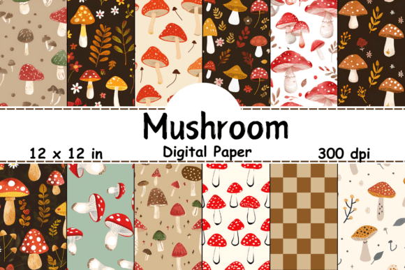 Mushroom Seamless Pattern Digital Paper Graphic by Gloria Designed It ...