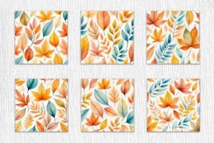 Orange and Blue Autumn Leaves Watercolor Graphic by jallydesign ...