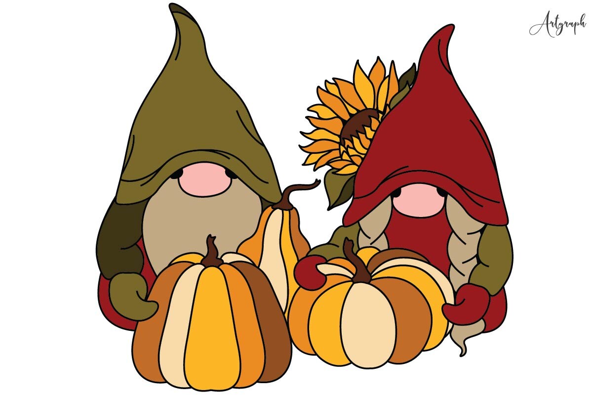Pumpkin Gnome Clipart Graphic by artgraph · Creative Fabrica