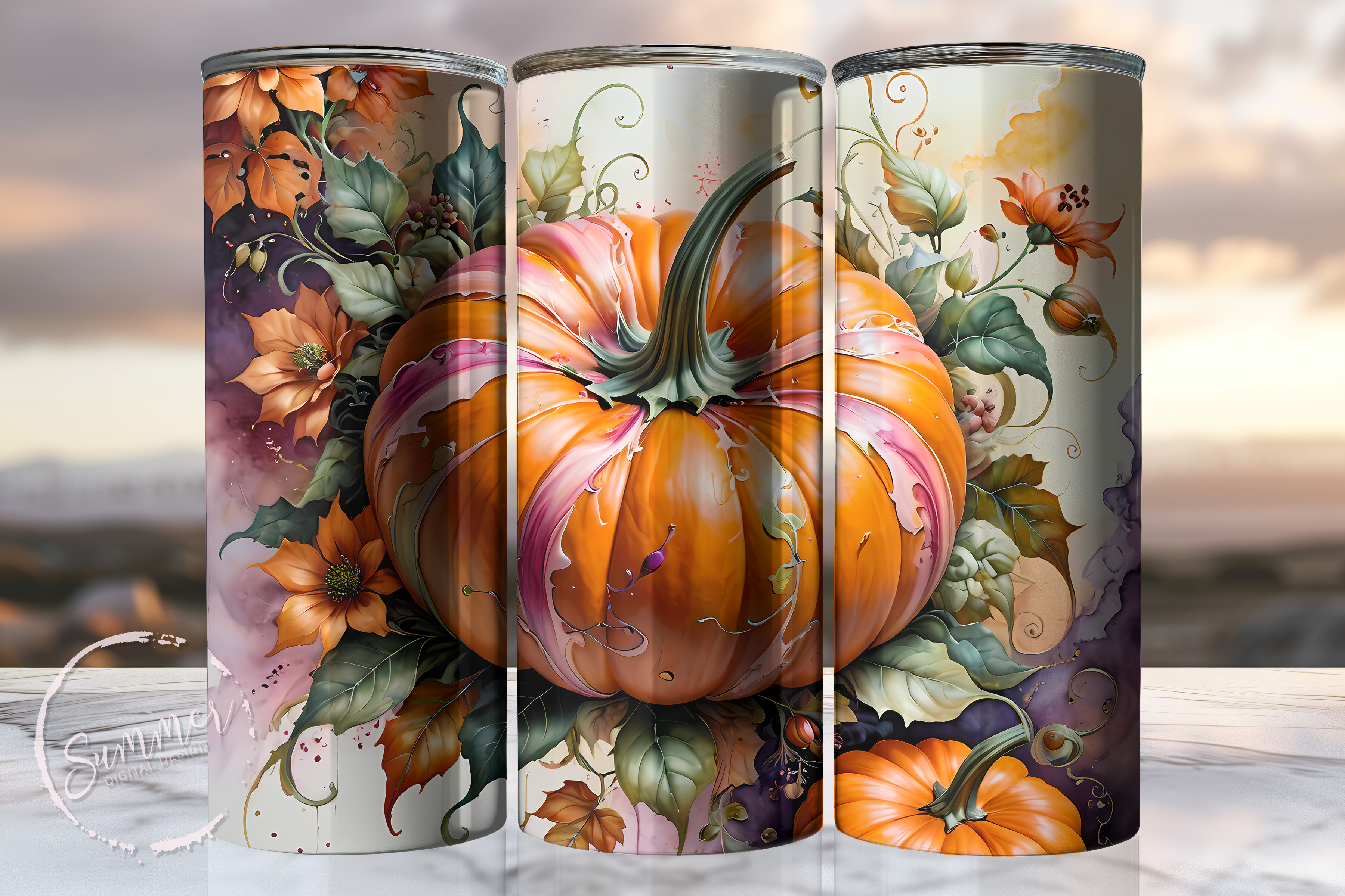 Autumn 3D Pumpkin Tumbler Sublimation Graphic by Summer Digital Design ...
