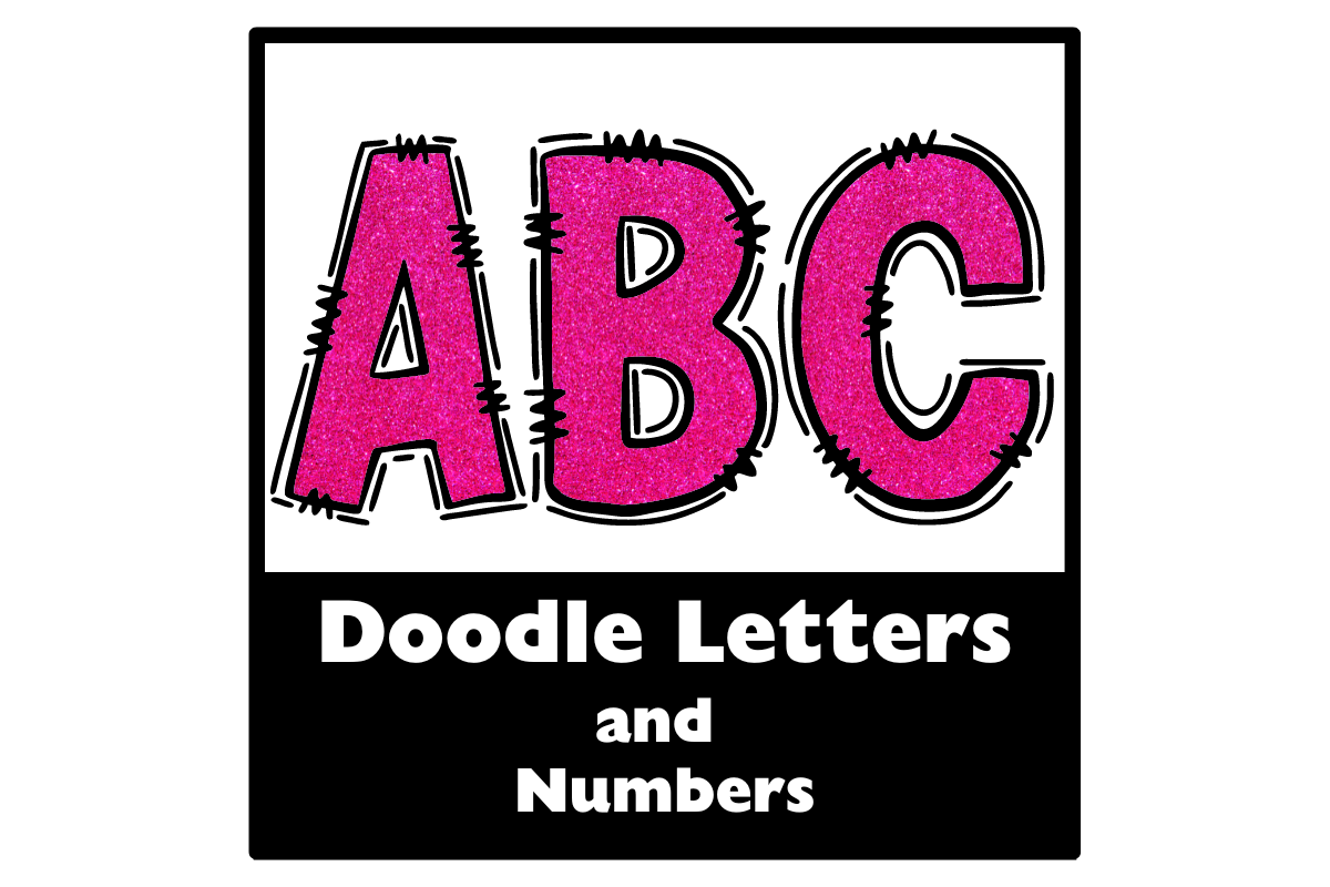 Pink Doodle Letters and Numbers Graphic by Rosey Designs Galore ...