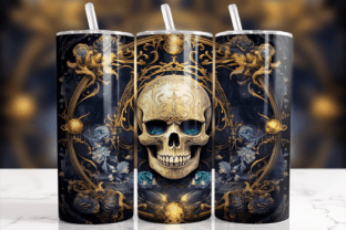 Gothic Skull Halloween Tumbler Wrap Graphic by printablepretty ...