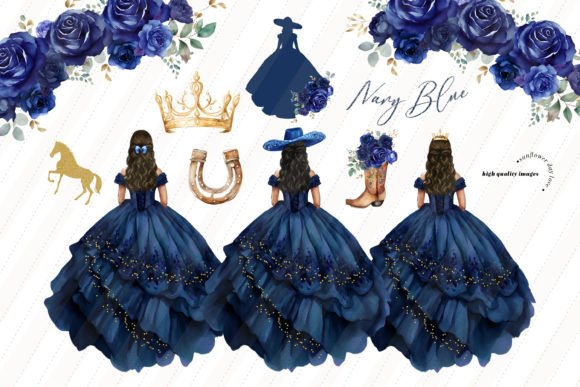 Baby Blue Quinceanera Bow Dress Clipart Graphic by SunflowerLove ...