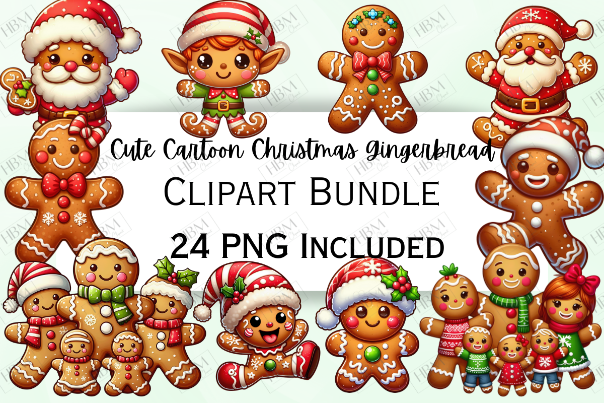 Cute Christmas Gingerbread Clipart Graphic by HBM Clipart · Creative ...