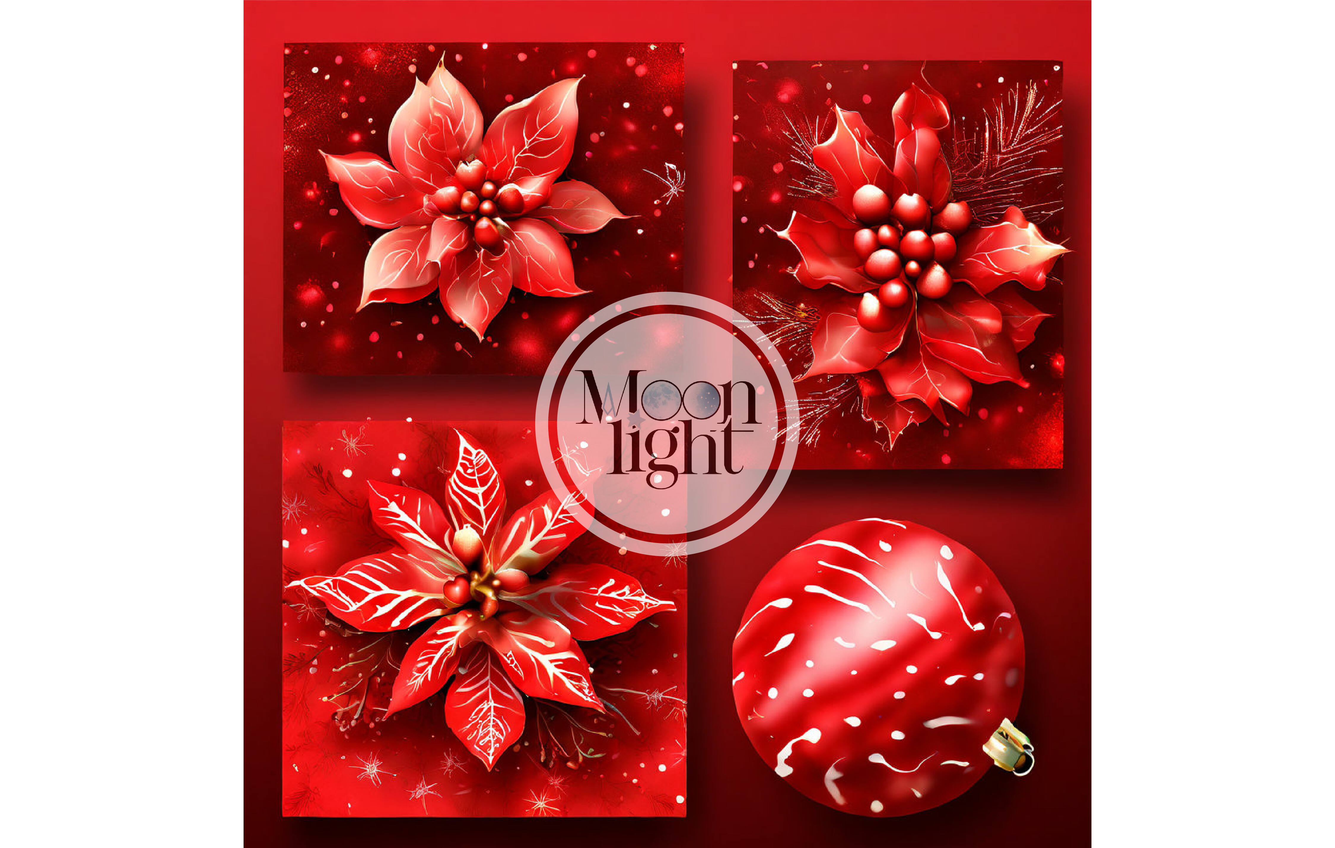 Red Christmas Digital Paper Pack 8 Graphic by moonlight craft ...