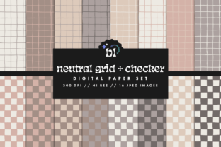 Neutral Grid and Checker Digital Paper Set Graphic by BrandiLeaDesigns ...