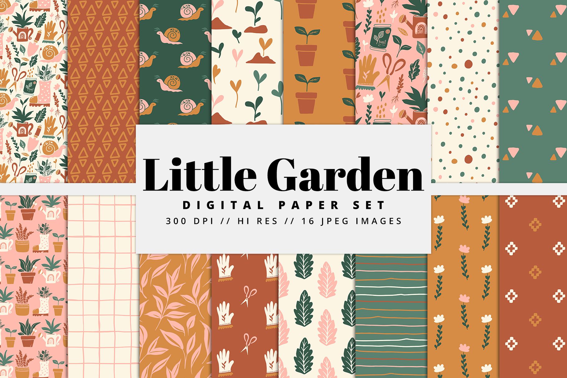 Little Garden Digital Paper Set Graphic by BrandiLeaDesigns · Creative ...