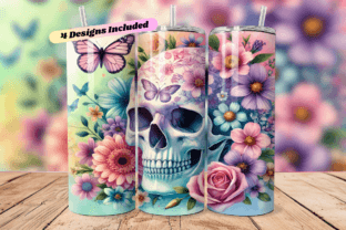 Floral Skull Tumbler Wrap Bundle, Flower Graphic by stefdesigns ...